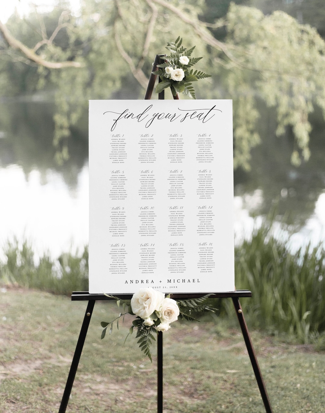Elegant Wedding Seating Chart, Romantic Wedding, Classic Seating Chart ...