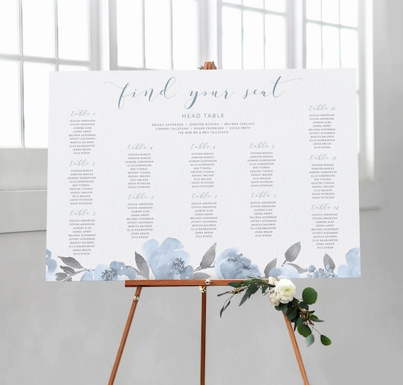 Table Number Seating Chart Template Poster 24 X 36 Wedding - Etsy