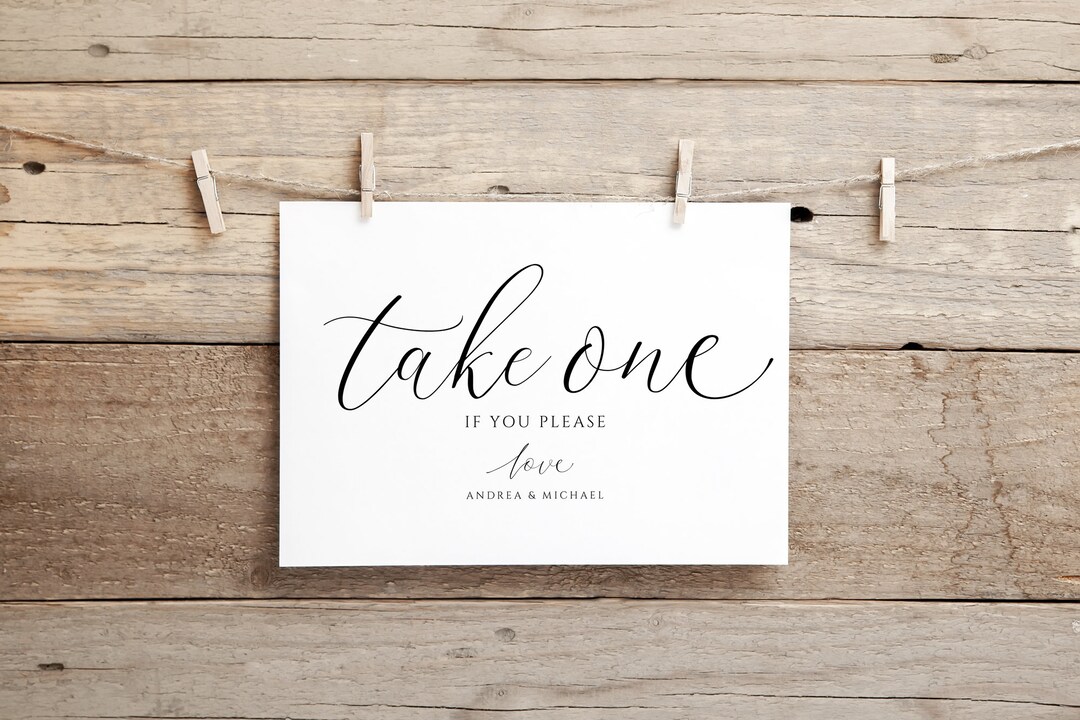 Take One Wedding Sign Template: Calligraphy Favors Sign (download PDF ...