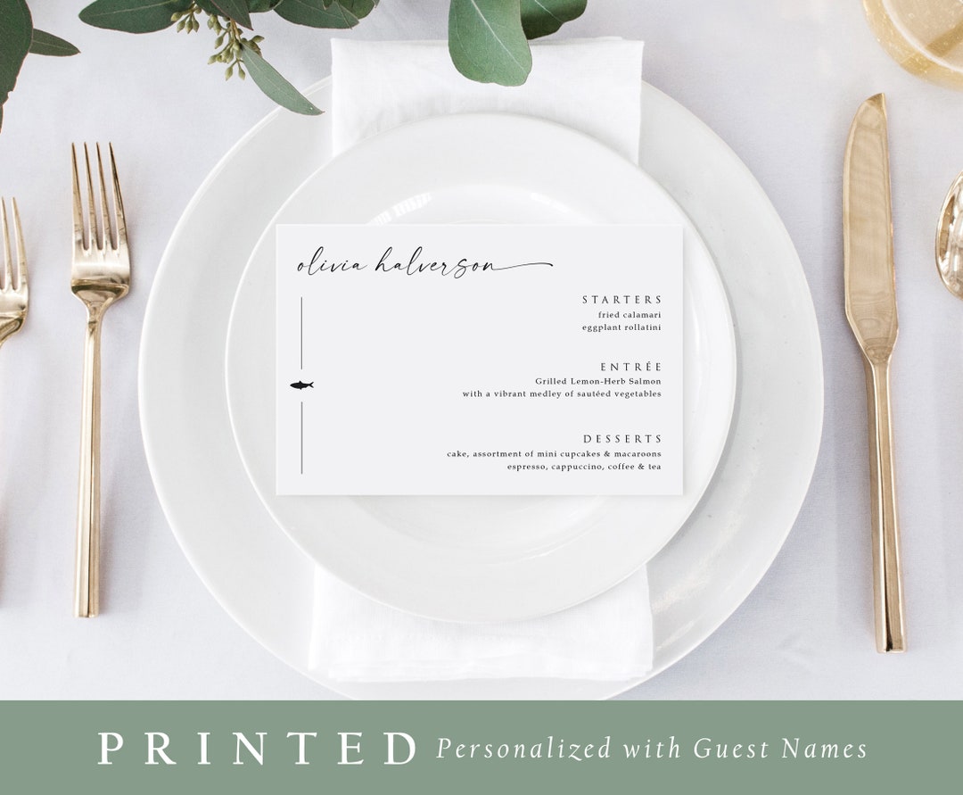 Guest Name on Menus | Wedding Menu Cards | Printed Wedding Menus ...