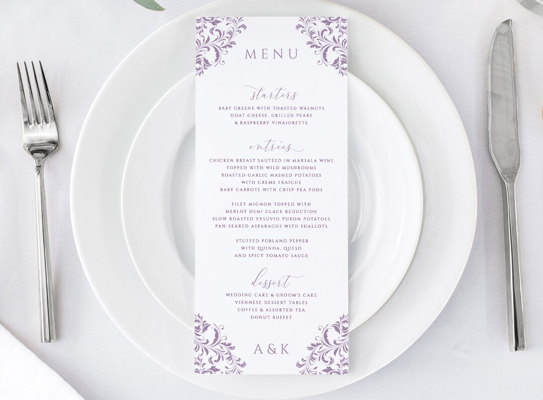 Diy Printable Vintage Frame Wedding Menu Template | Menu With Itinerary ...