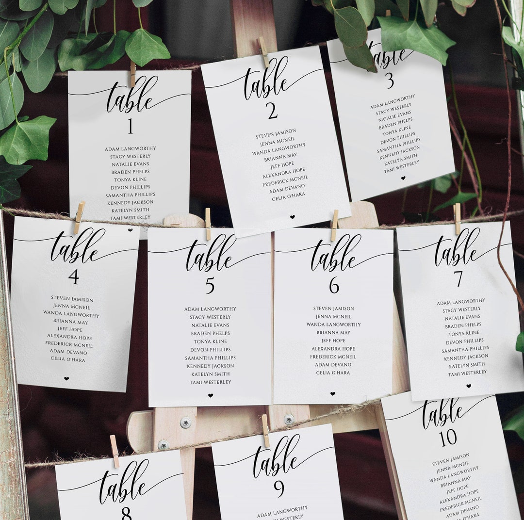 Wedding Seating Chart Template Guest List Printable Seating Chart ...