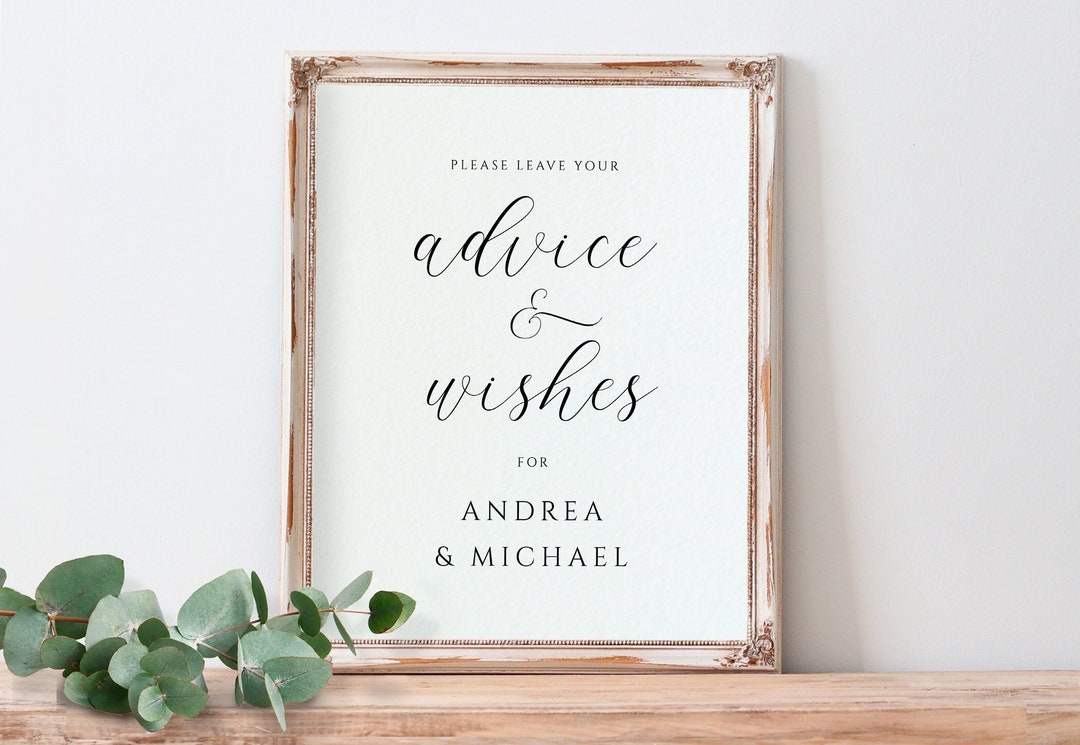 Wedding Advice Sign Advice for the Couple Elegant Wedding Sign Wedding ...