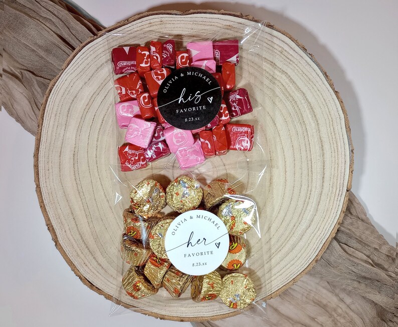 Personalized Wedding Favor Stickers: His & Hers Candy Bag Labels - Etsy