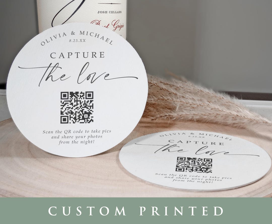 Personalized Wedding Coaster QR Code Wedding Photo Wedding Favor for ...