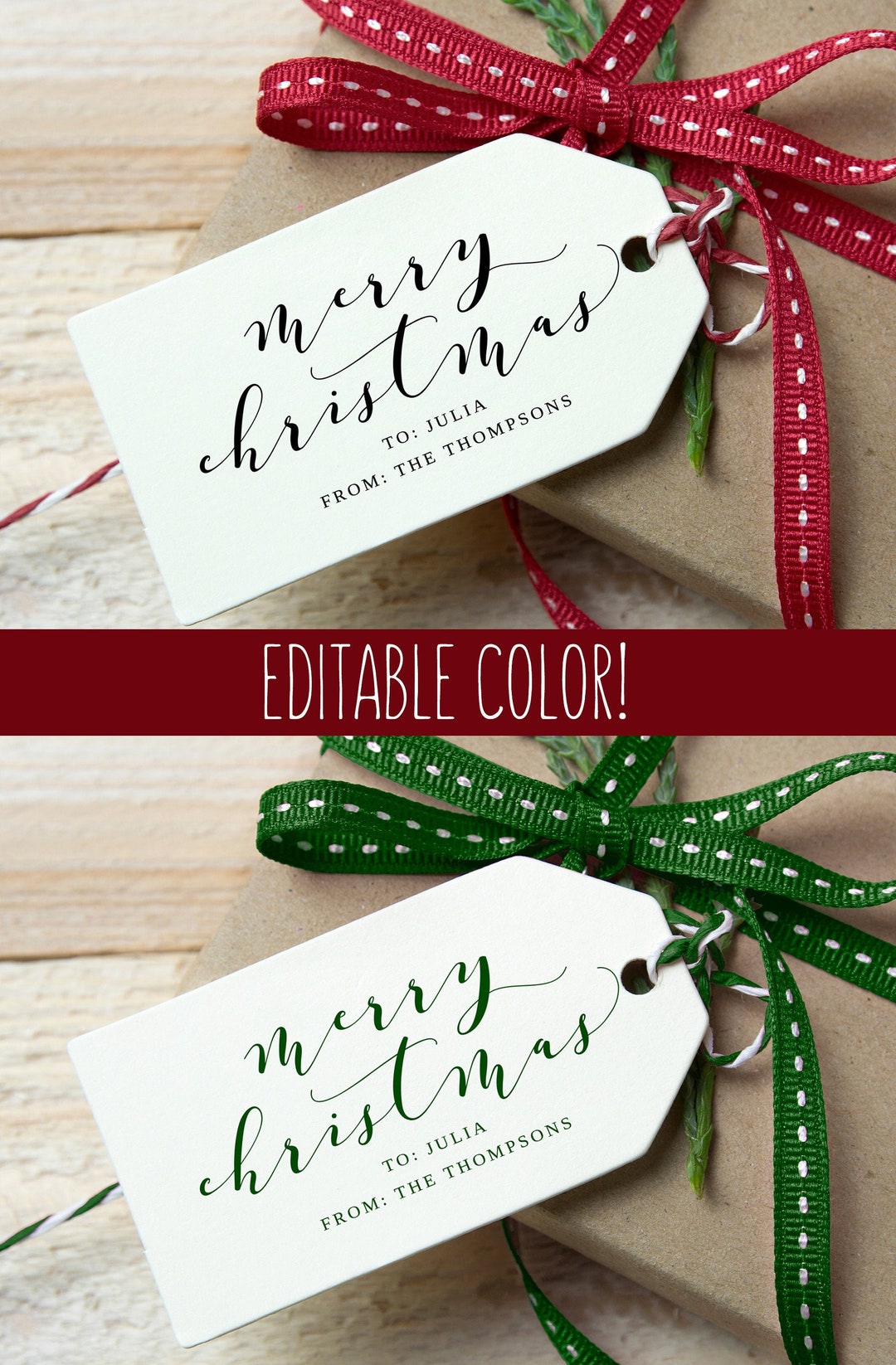 Personalized Christmas Tags, Christmas Gift Tag, Holiday Tags, Merry ...