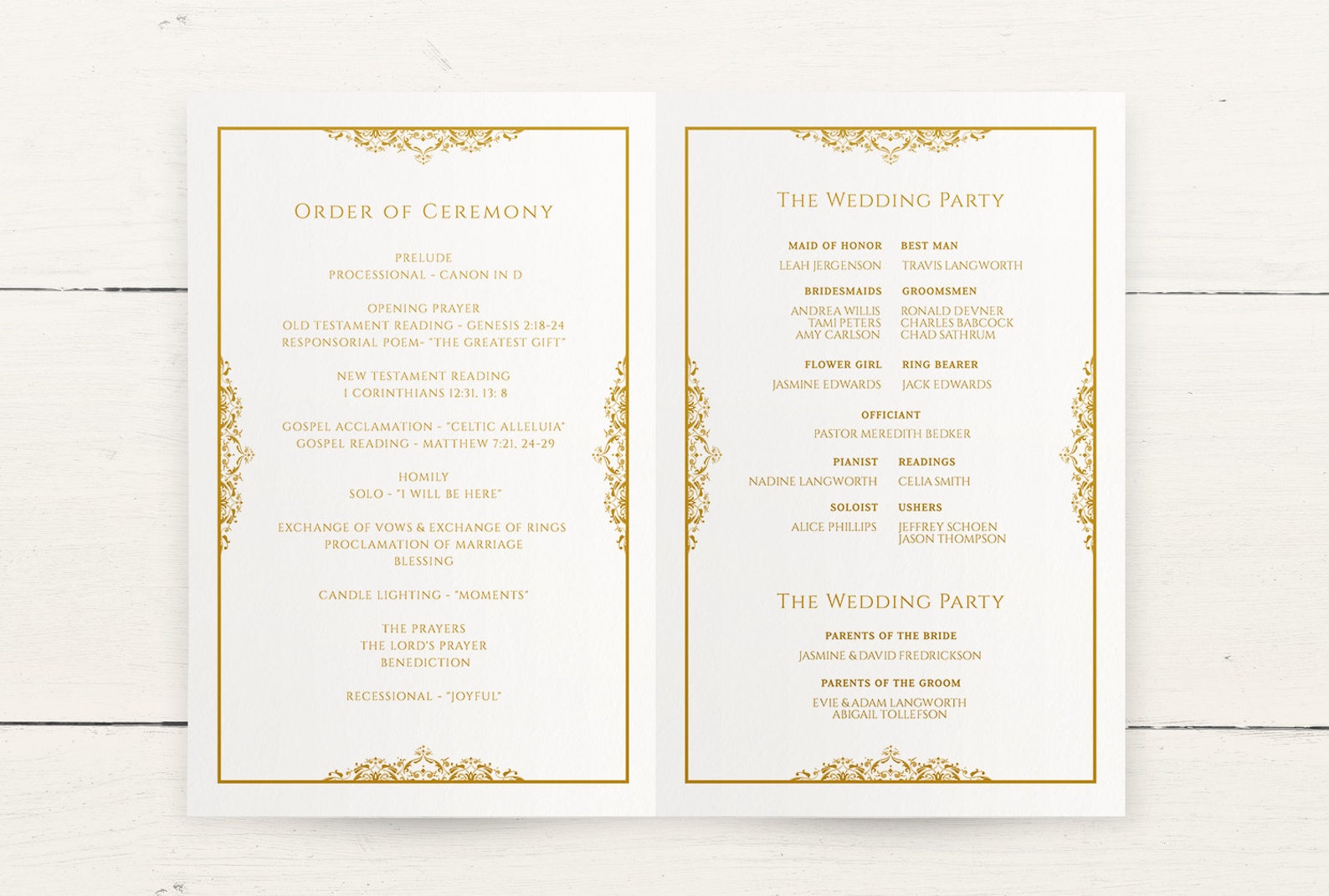 Wedding Program Booklet Printable Wedding Programs Vintage Natalia gold ...