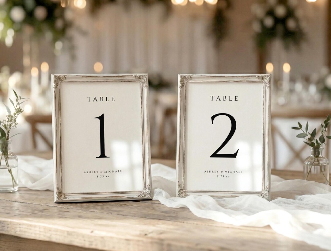 Printable Wedding Table Numbers Template: Simple Minimalist Serif (4x6 ...