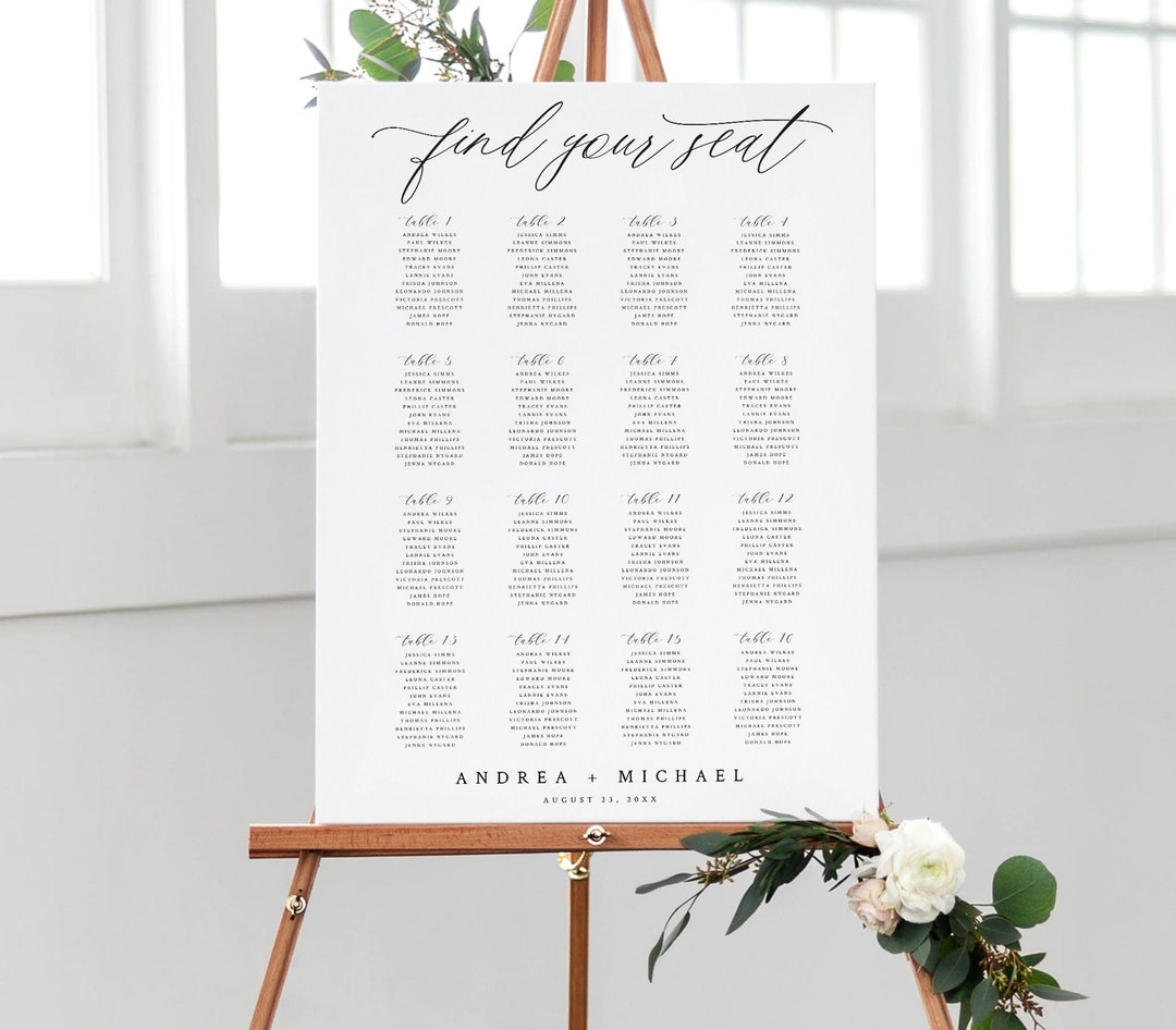 Wedding Seating Chart | Seating Plan | Classic Wedding | Modern ...
