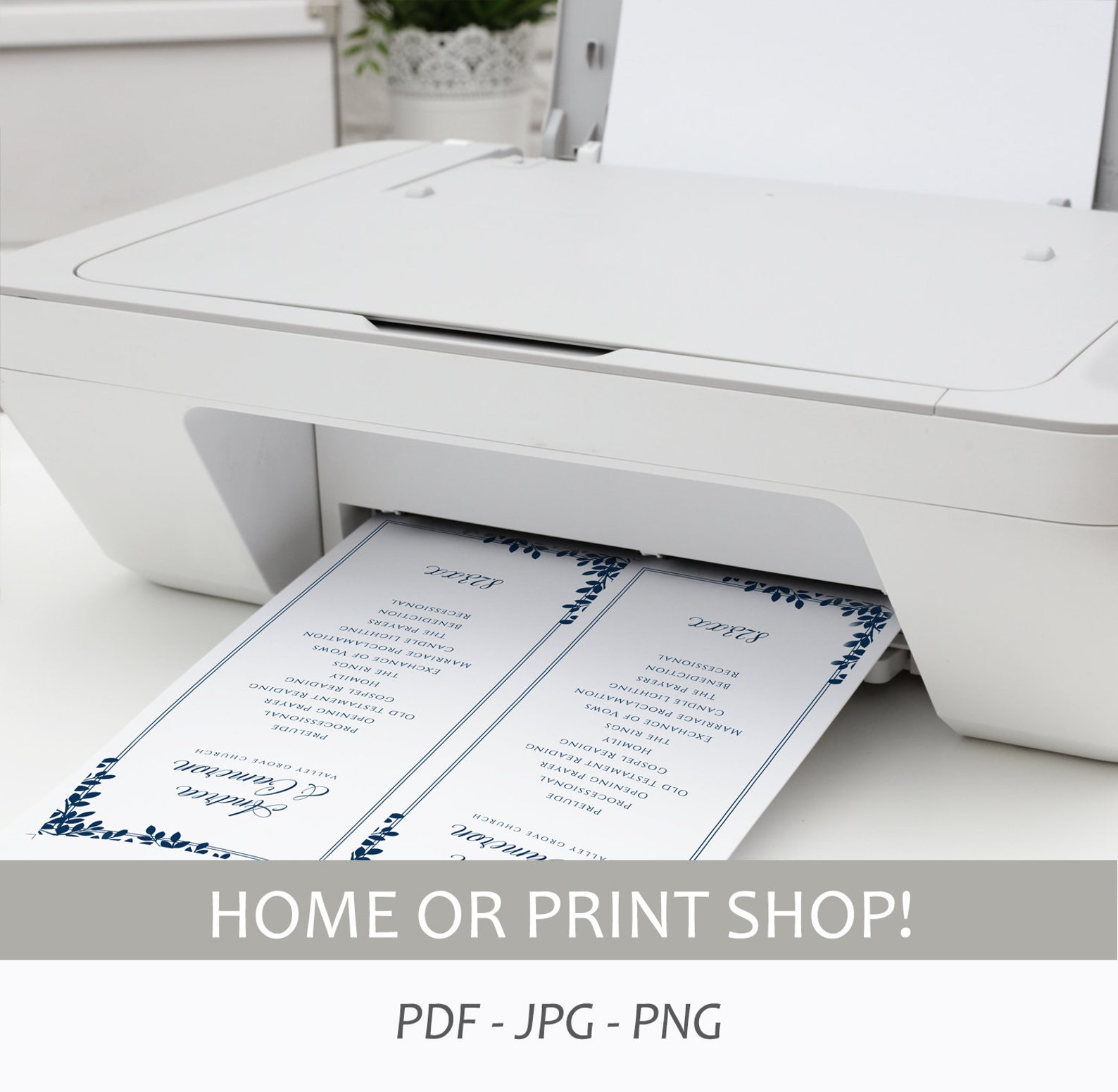 Navy Blue Wedding Programs Printable Wedding Programs Leaf | Etsy