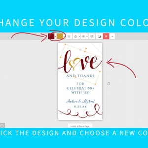 Modern Love Script Heart Calligraphy Wedding or Bridal Shower Favor ...