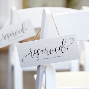 Reserved Sign Template Reserved Card to Hang on Chairs Wedding Reserved ...