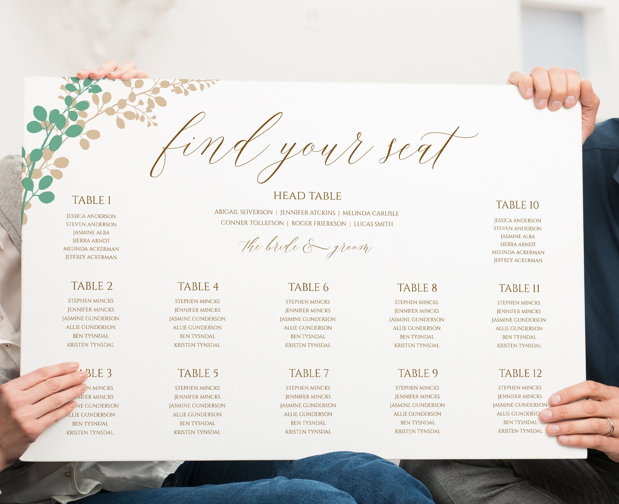 Simple Wedding Seating Chart Exquisite Vines Printable | Etsy