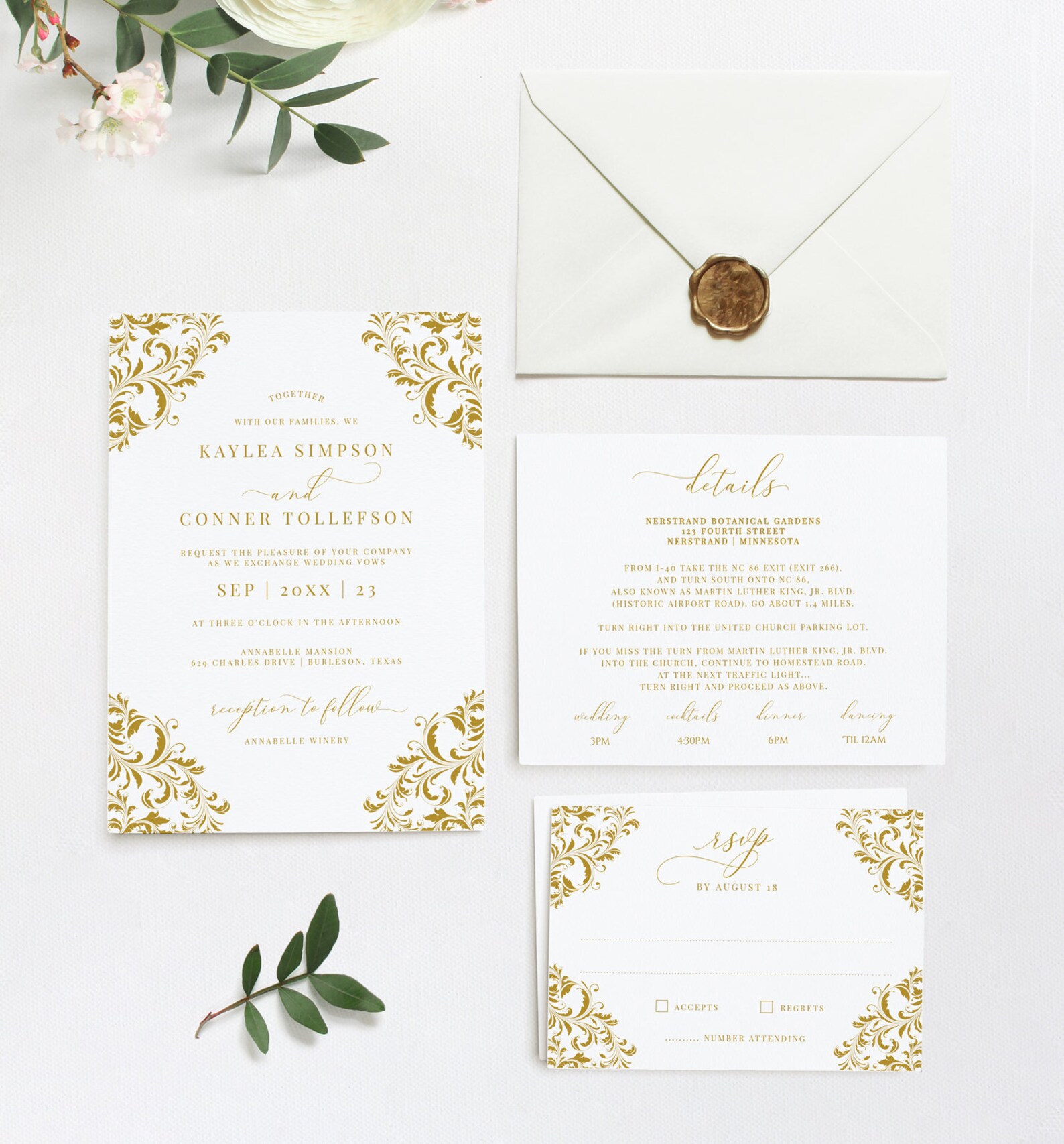 Vintage Gold Wedding Invitation Suite: Elegant Editable Template - Etsy