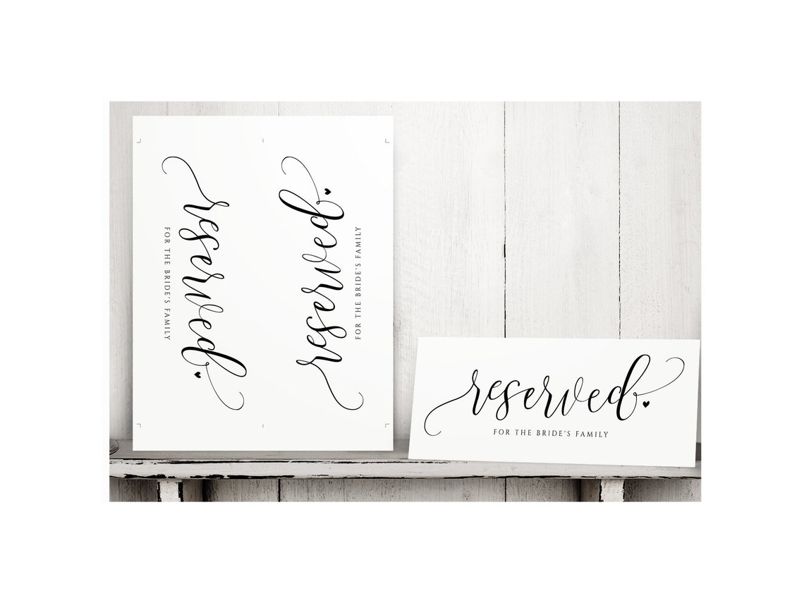 Reserved Sign Template Reserved Card to Hang on Chairs - Etsy