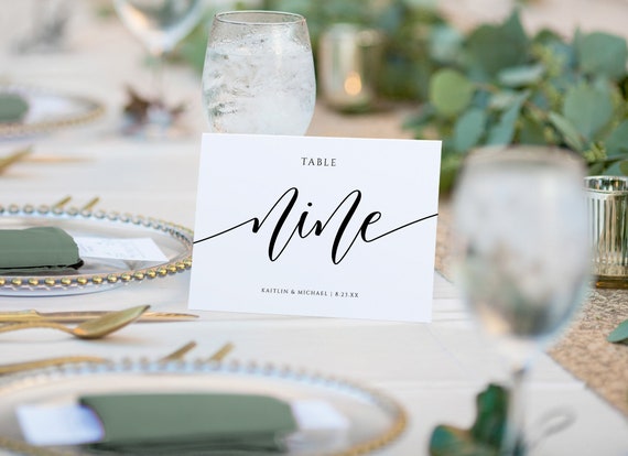 Horizontal Wedding Table Numbers Full Words Calligraphy - Etsy