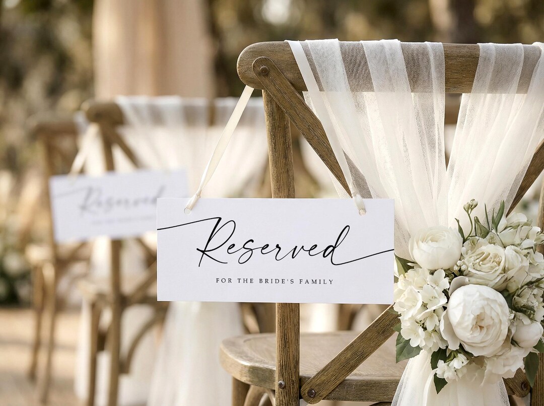 Printable Reserved Signs: Modern Elegant Handwriting Hanging Cards or ...