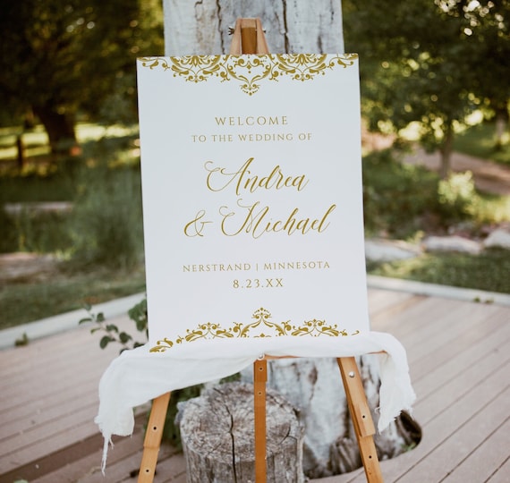 Elegant Welcome Sign Template Ornate Wedding Signs Natalia | Etsy