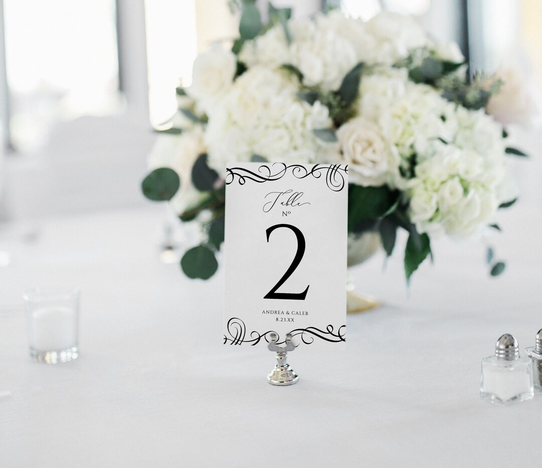 Elegant Table Numbers Template Wedding Templates Editable Design Color ...