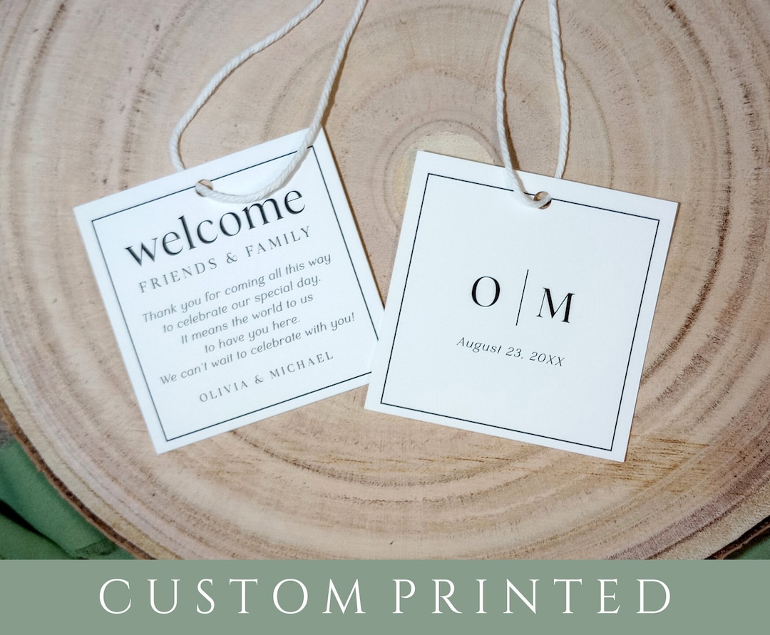 Printed Wedding Welcome Bag Tags: Elegant Minimalist Design - Etsy