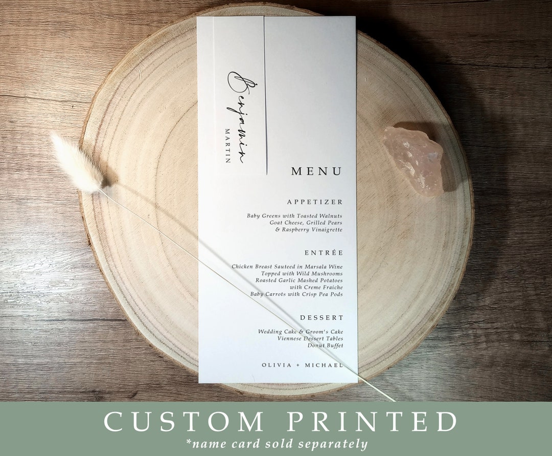 Wedding Menu Cards | Printed Menus | to Use With Place Cards | Modern ...
