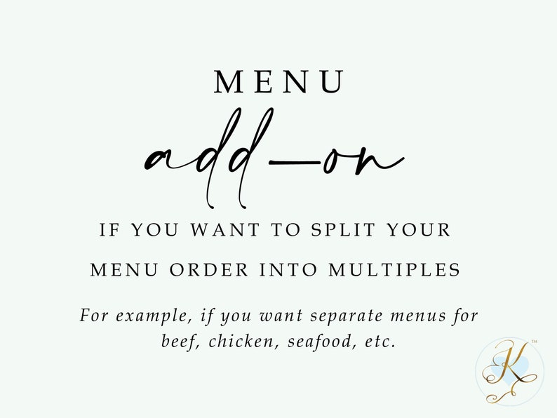 Menu Split Add-on: Separate Course Menus - Etsy