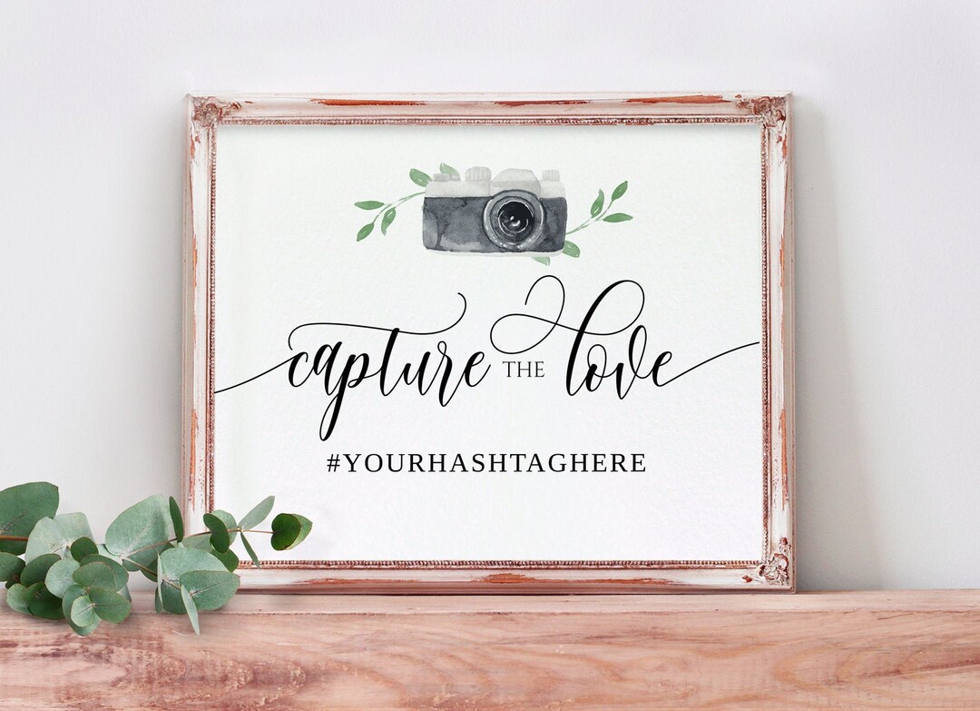 Wedding Hashtag Sign | Wedding Signs | Watercolor Camera & Flair ...