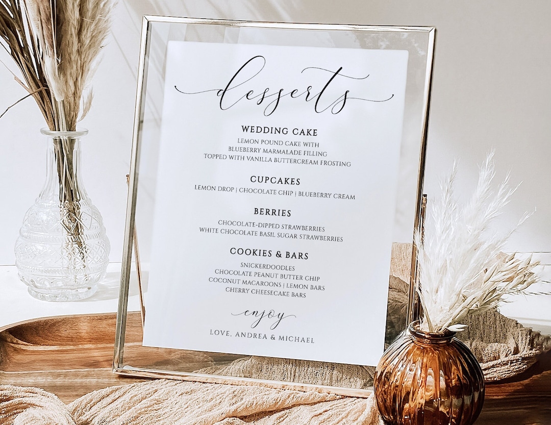 Dessert Menu Sign | Wedding Dessert Sign Template | Printable Wedding ...