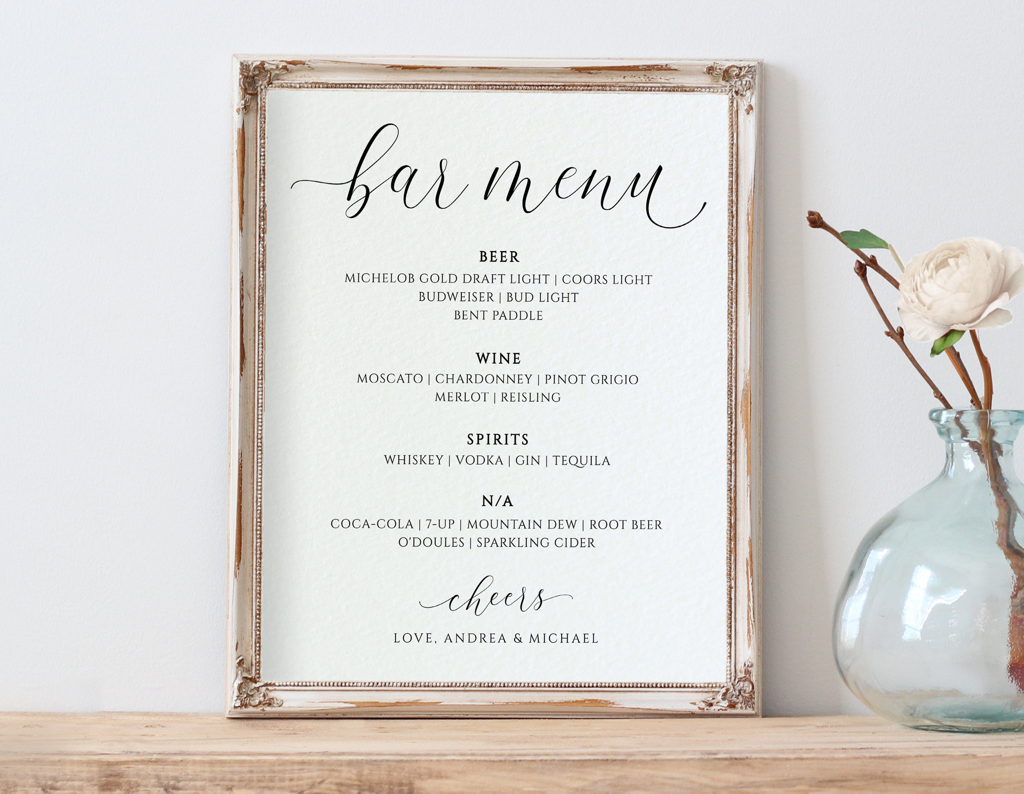 Wedding Bar Menu Template Cocktails Menu Printable Wedding | Etsy