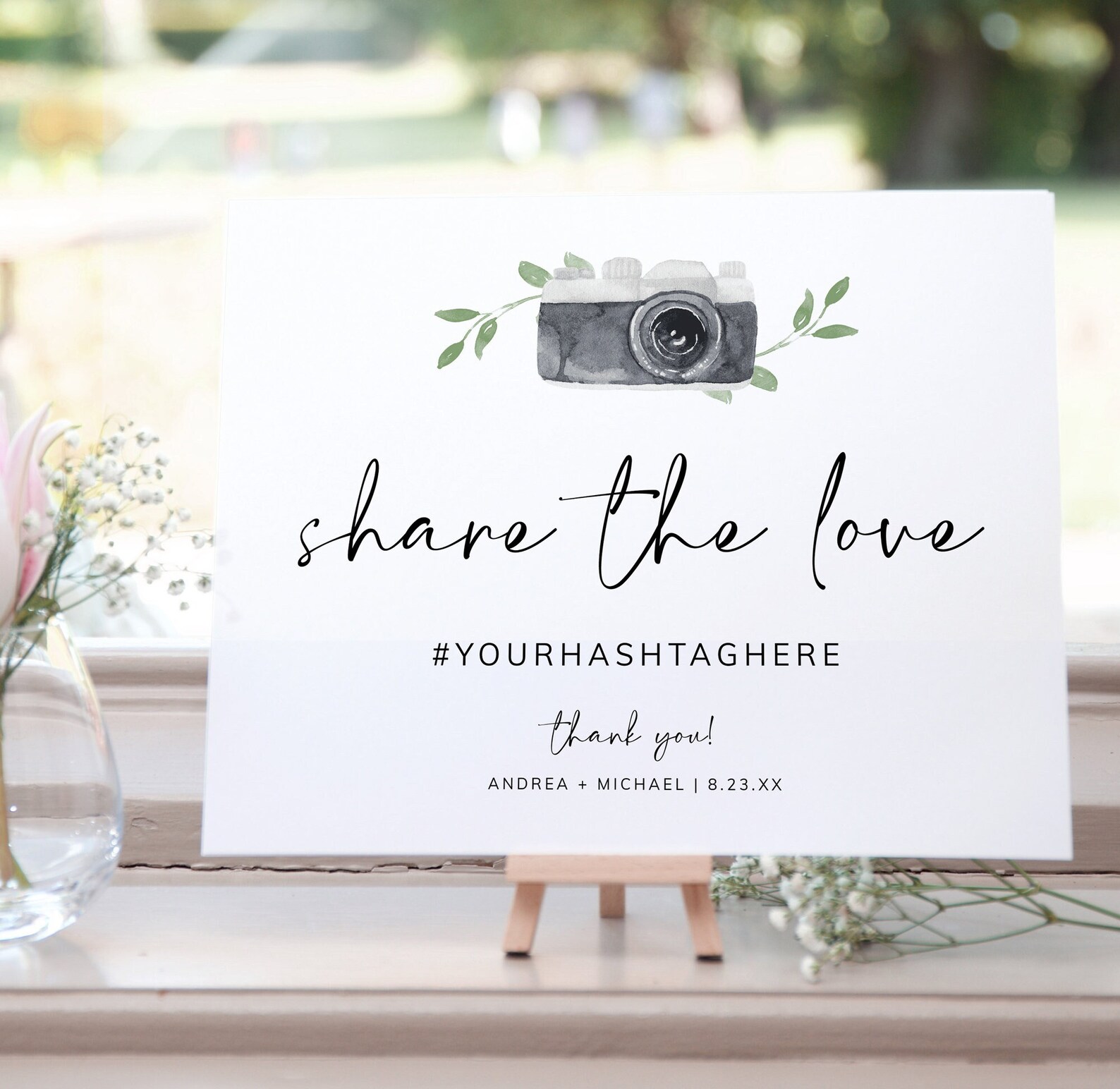 Wedding Hashtag Sign Printable Wedding Signs Watercolor - Etsy