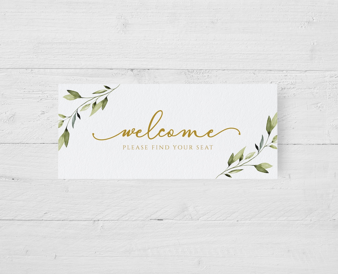 Wedding Seating Chart Header Sign (4 X 9.25) | Ethereal Greenery & Gold ...