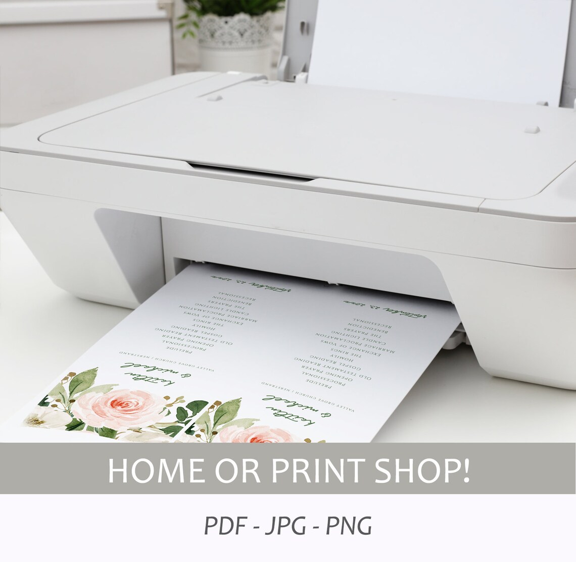 Blush Pink Wedding Program Template Floral & Greenery - Etsy