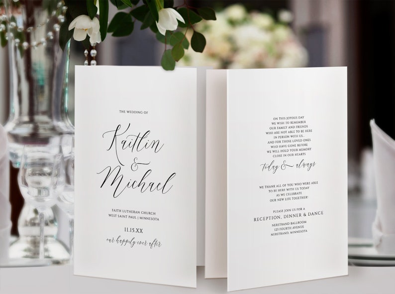 Elegant Wedding Program Template Printable Wedding Program - Etsy