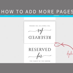 Small Wedding Reserved Sign Template (tent) | Romantic Calligraphy ...