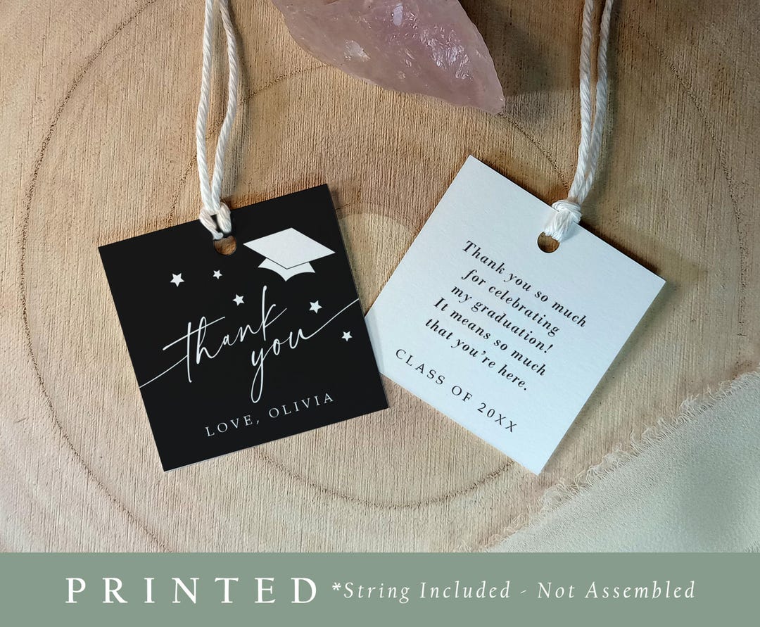 Graduation Party Favor Tags: Black & White Thank You Gift Tags - Etsy