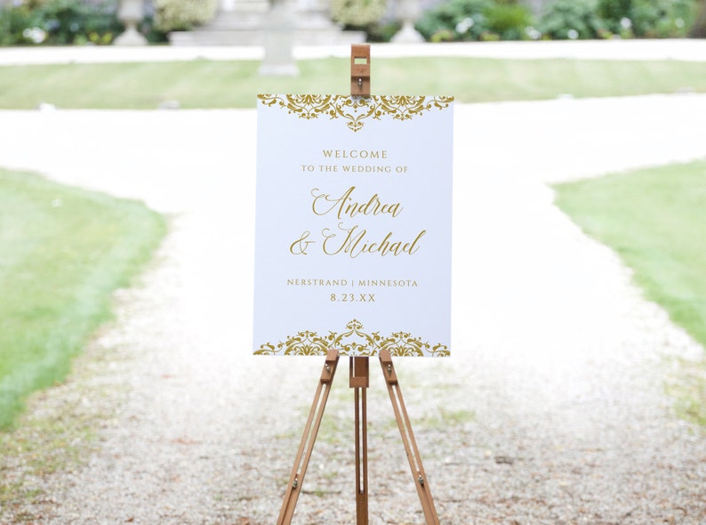 Elegant Welcome Sign Template Ornate Wedding Signs Natalia | Etsy