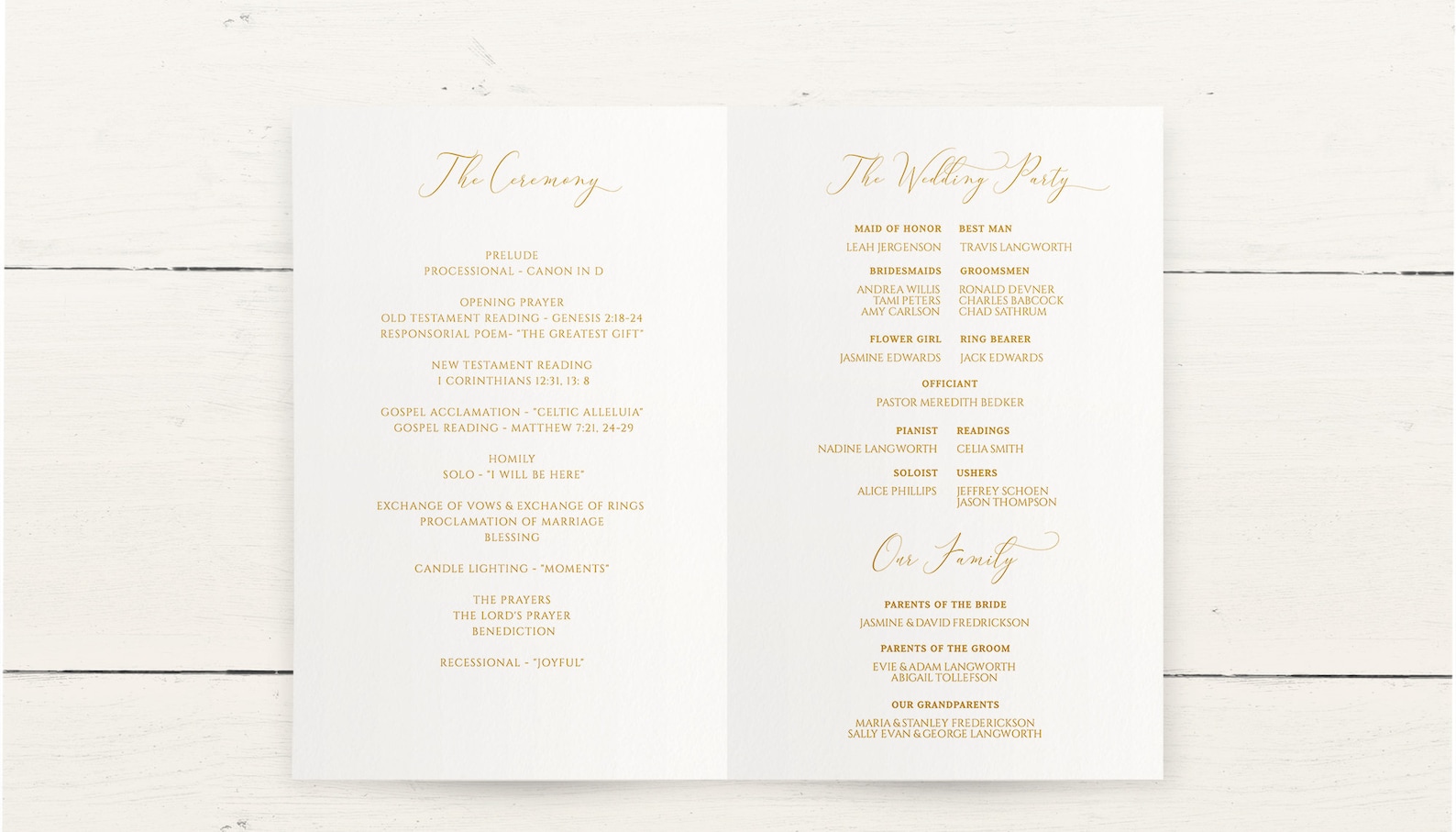 Wedding Program Booklet Wedding Program Template Folded - Etsy