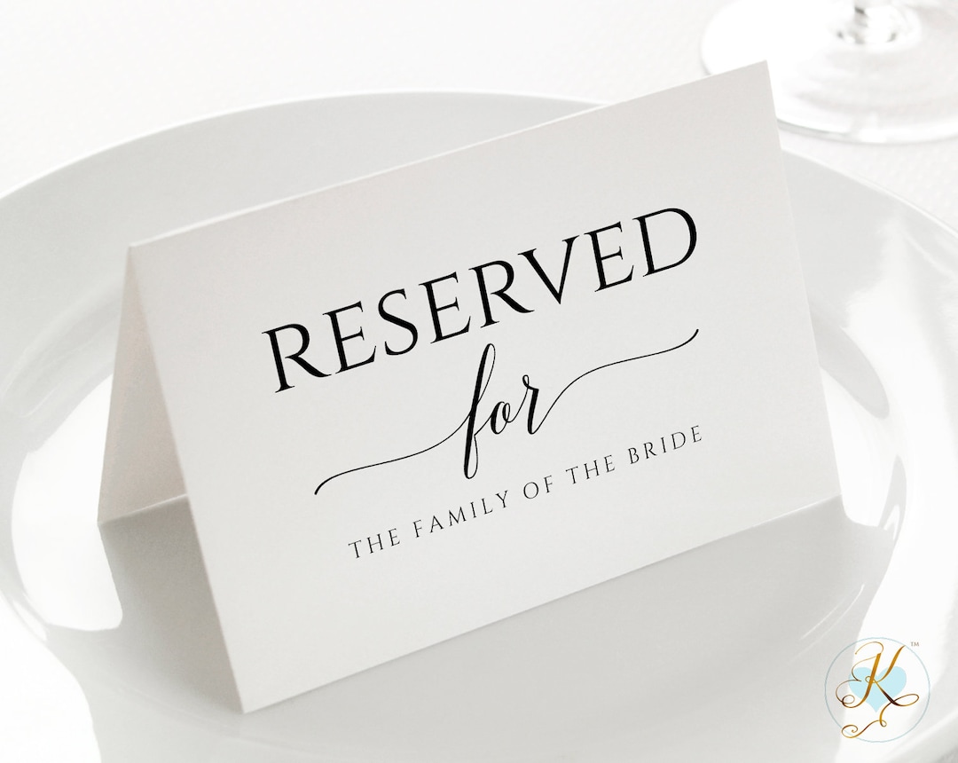 Small Wedding Reserved Sign Template (tent) | Romantic Calligraphy ...