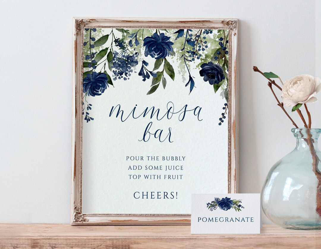 Mimosa Bar Template Bundle - Sign and Tent Cards - Wildflower Bouquet ...