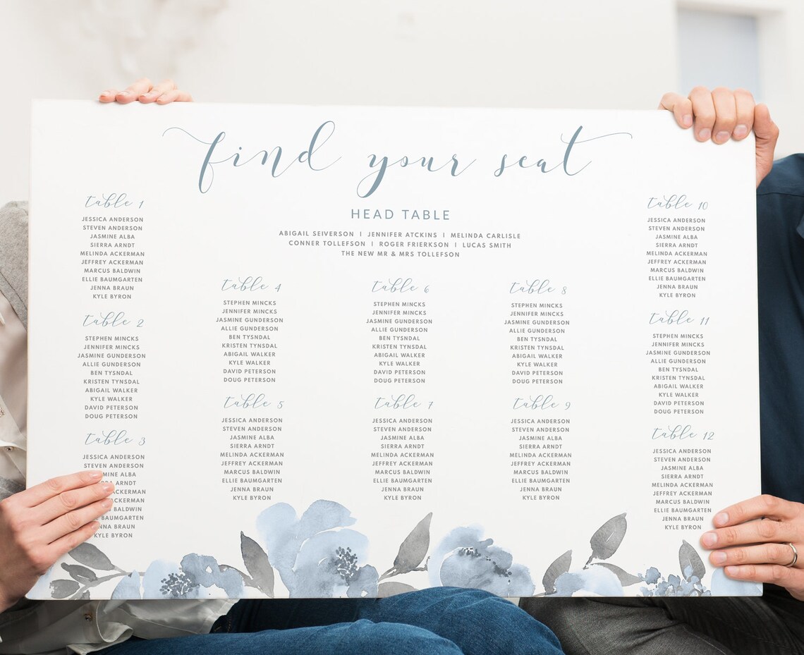 Table Number Seating Chart Template Poster 24 X 36 Wedding - Etsy