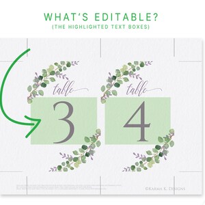 Lavender / Lilac Wedding Table Numbers Template Printable Table Numbers ...