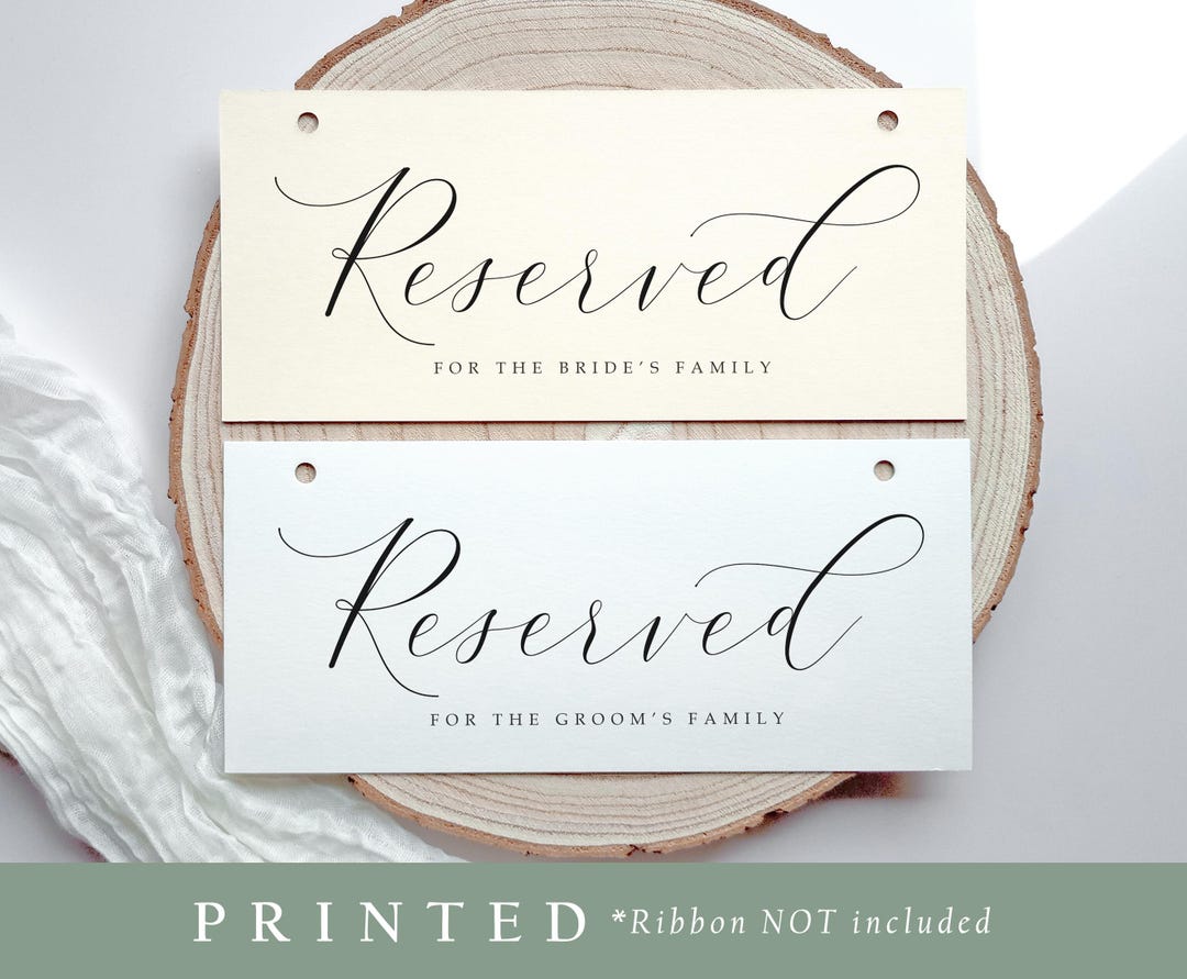PRINTED Reserved Cards | Hanging Reserved Signs for Chairs | Romantic ...