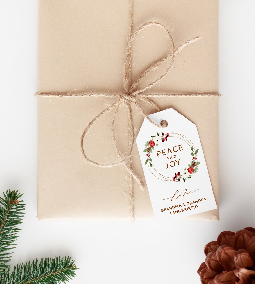 Christmas Gift Tag | Winter Wreath | Holiday Tags | Geometric Winter ...