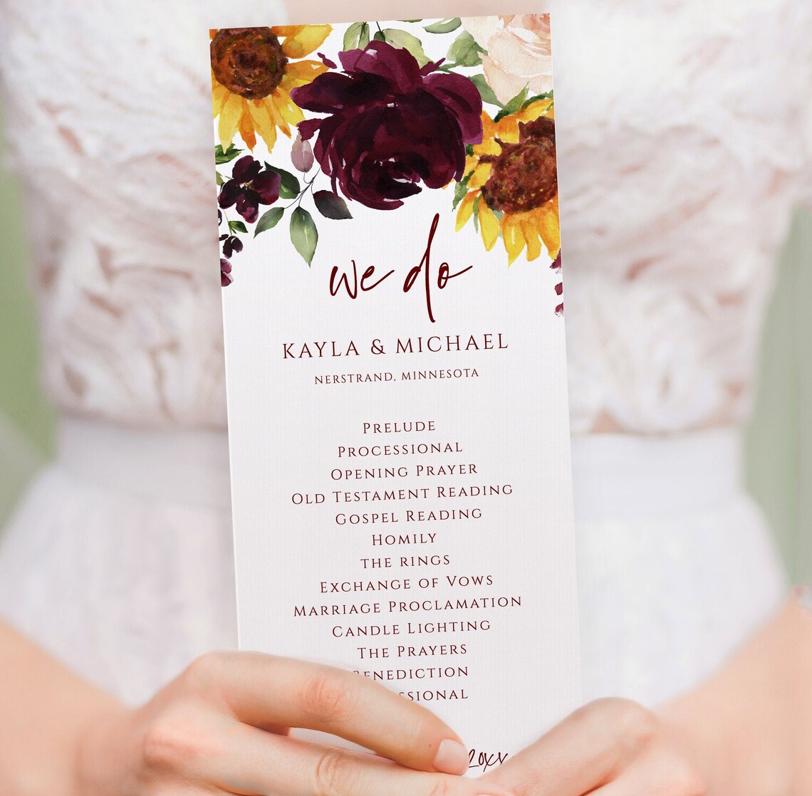 Fall Wedding Programs Wedding Program Template Sunflowers - Etsy