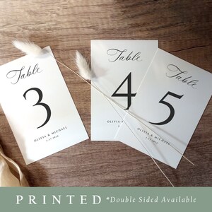 Elegant Calligraphy Wedding Table Numbers: Double-sided Printed Cards ...