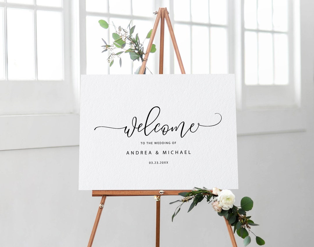 Calligraphy Wedding Welcome Sign Template (PDF) - Etsy