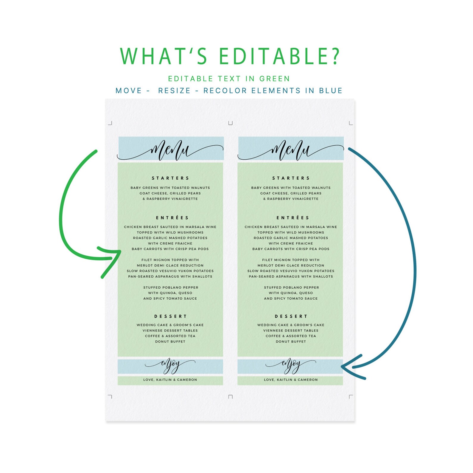 Tall Simple Wedding Menu Template Printable Wedding Menus | Etsy