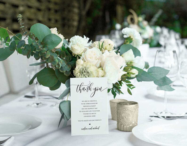 Thank You Notes for Tables Download Wedding Template 4x6 | Etsy