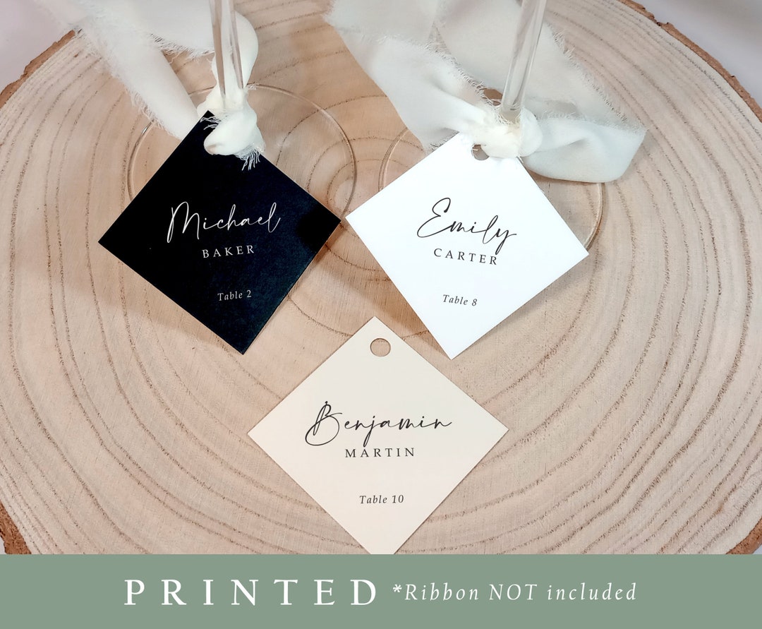 Champagne Name Tags | Square Name Tags | Handwriting Name Tags ...