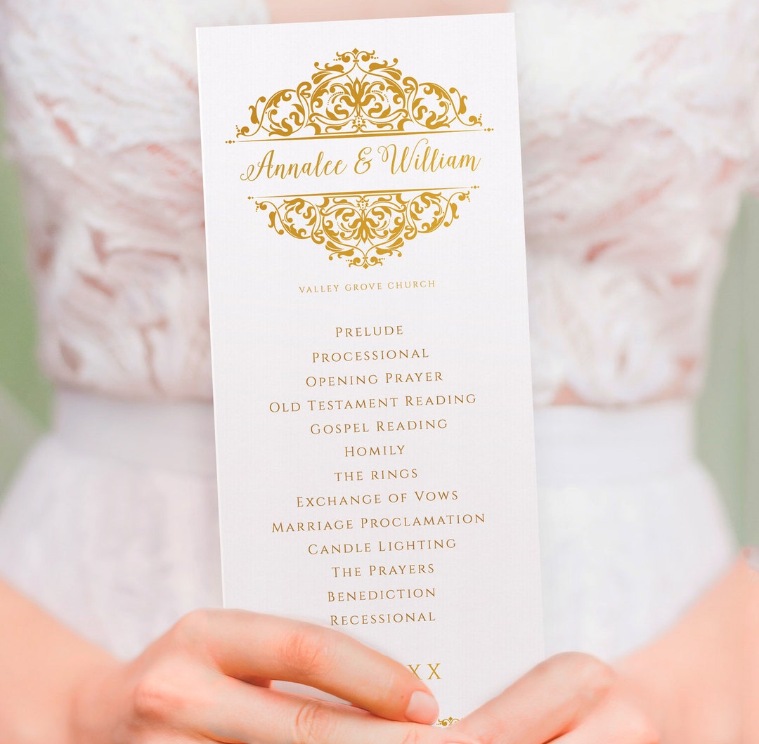 Elegant Bronze - Gold Wedding Programs Template | Natalia (gradient ...